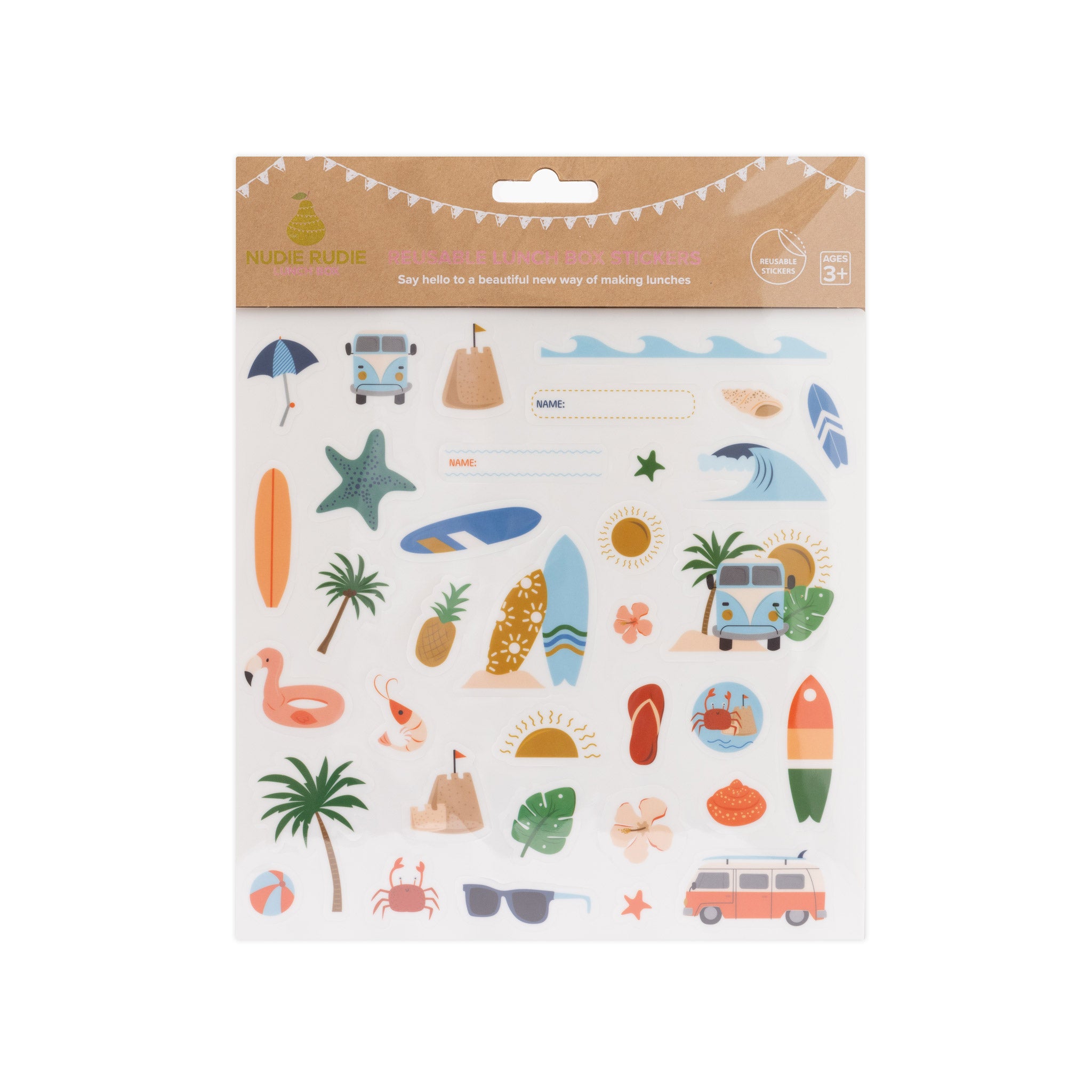 Reusable Lunch Box Stickers - Surf's Up